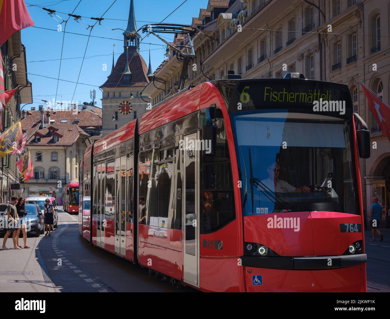Bern, Switzerland - July 6 2022: public transport in the city. Tram ...
