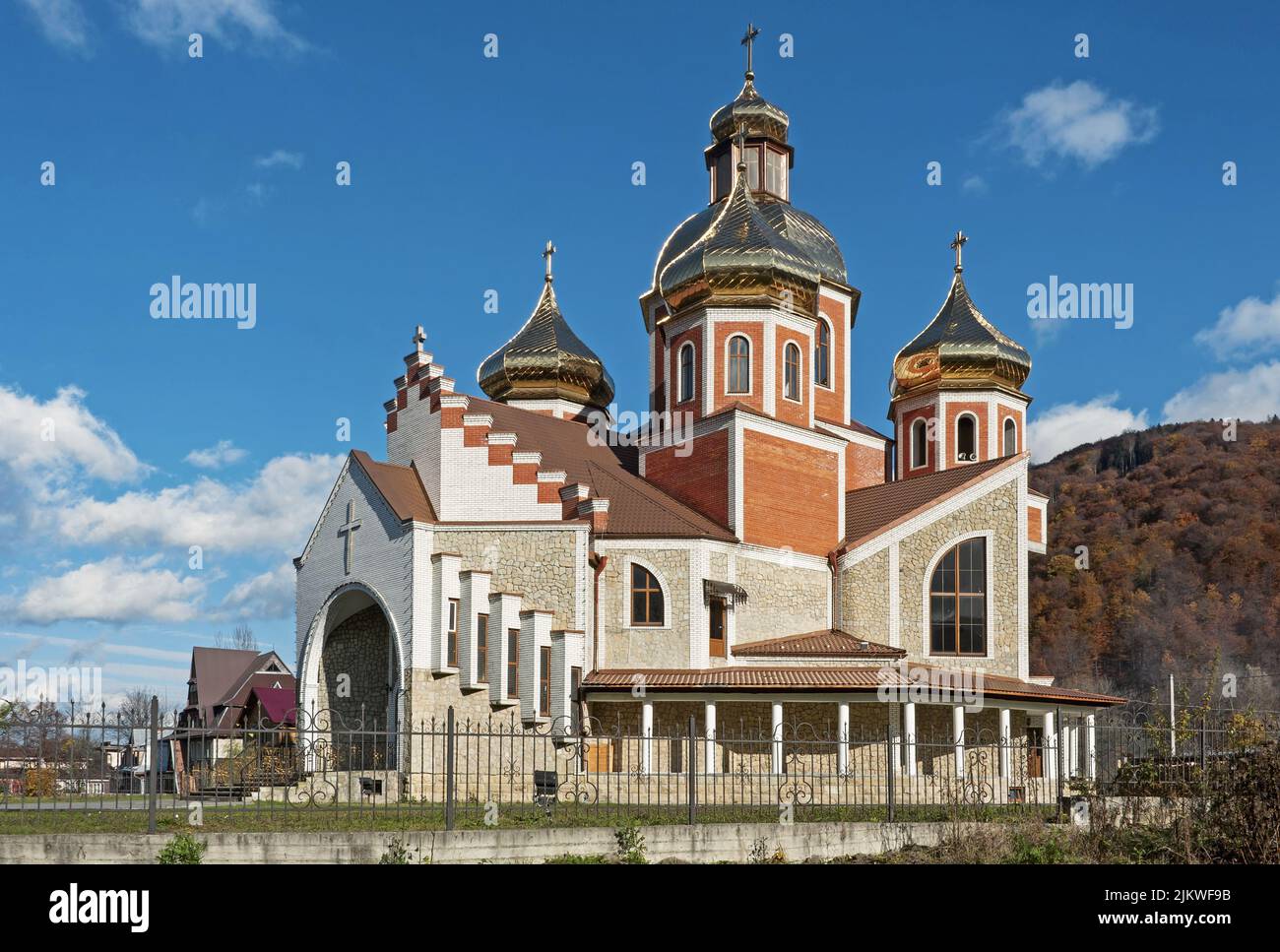 The view to the newer church of Nativity of St John the Baptist ...