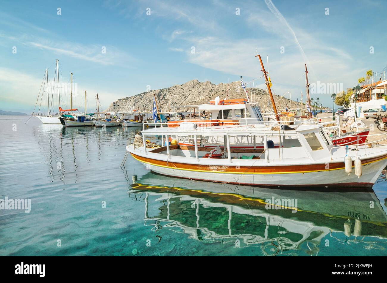 Panoramic view to the small village of Perdika Stock Photo - Alamy