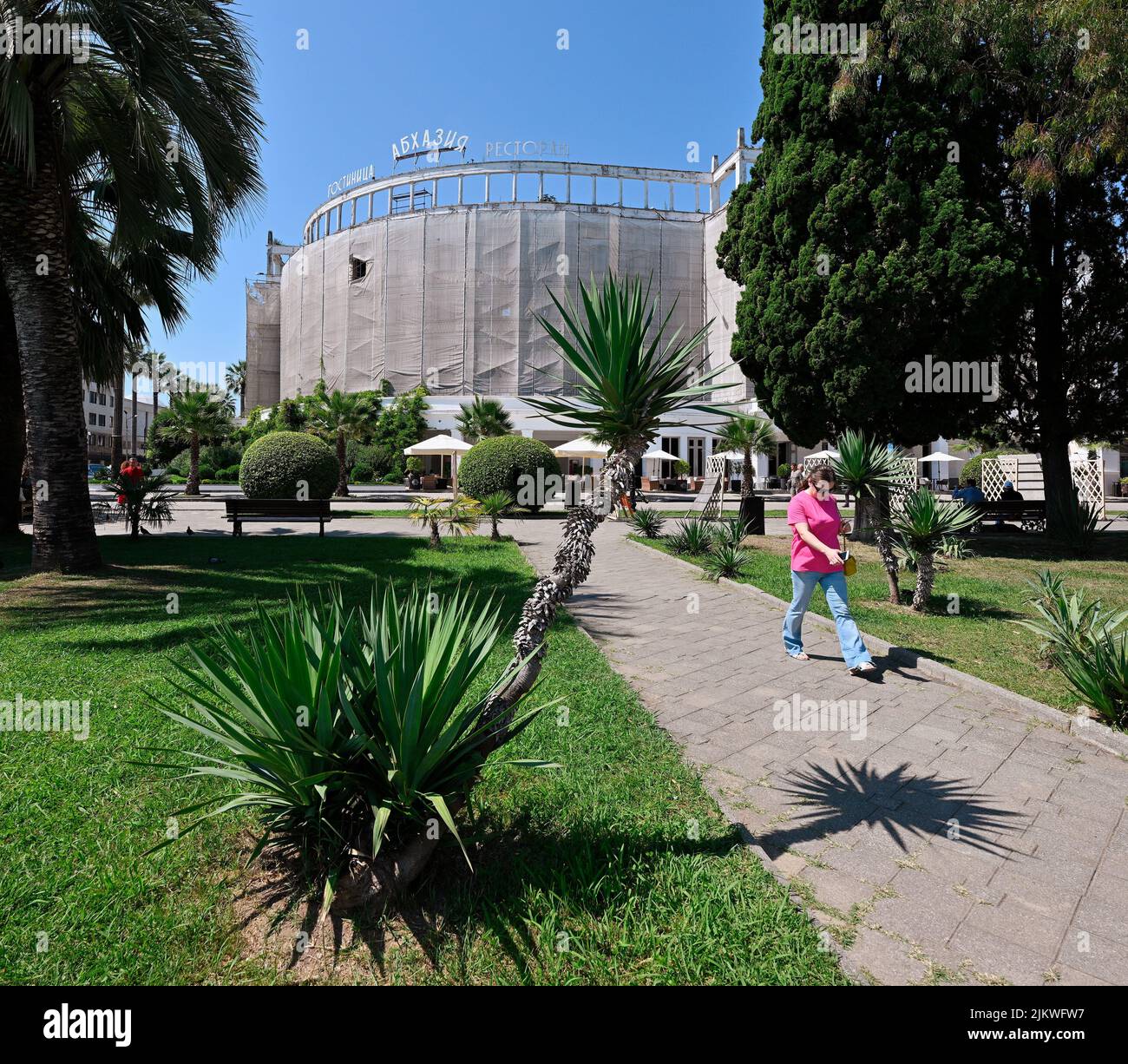 Views of Sukhum. Genre photography. The building of the restaurant ...