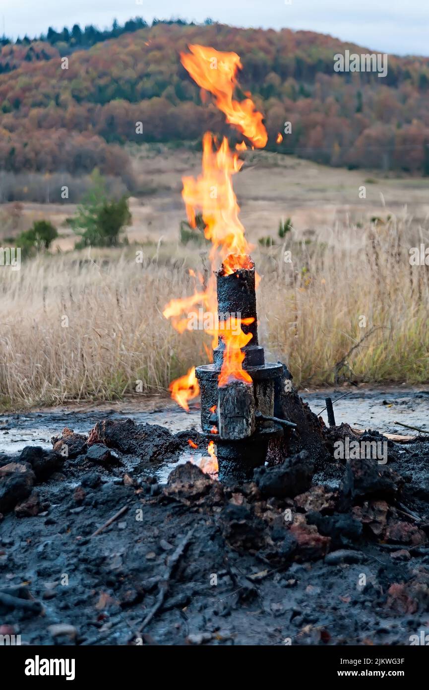 Gas eruption near Starunya villaga in Zakarpattia Ukraine Stock Photo ...