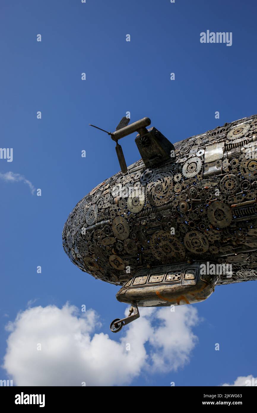 A vertical close-up shot of the details of a Zeppelin Hangar in the ...