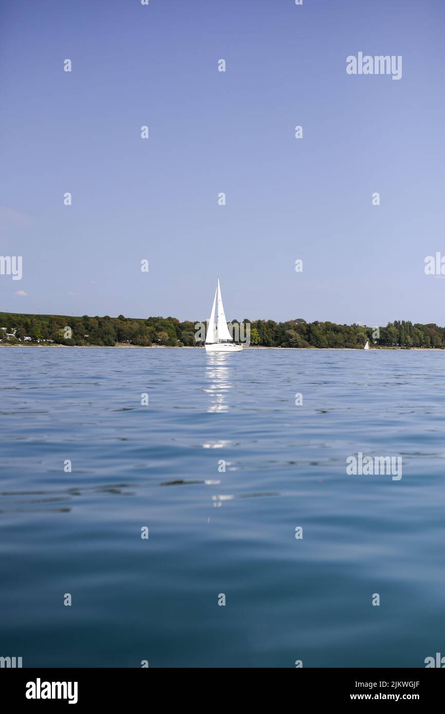 A vertical shot of boats at Lake Constance in Germany, Bodensee Stock ...