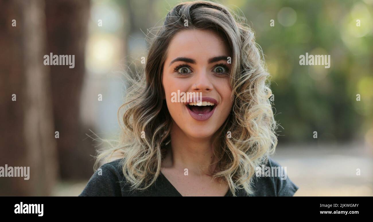 Shocked woman face looking down hi-res stock photography and images - Alamy