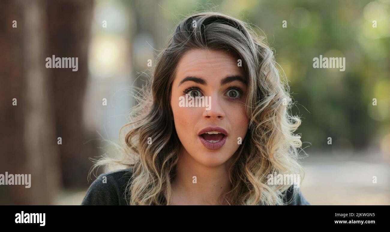 Woman with a surprise expression Stock Photo - Alamy