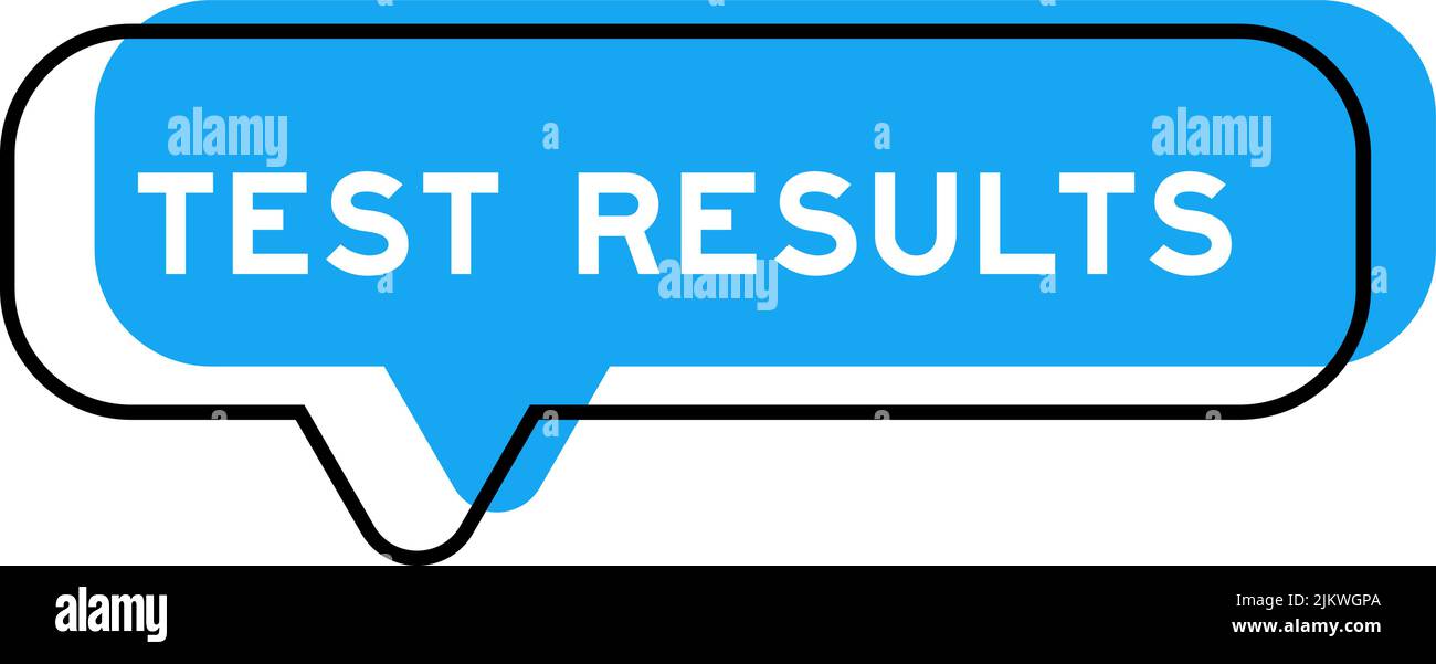 Speech banner and blue shade with word test results on white background ...