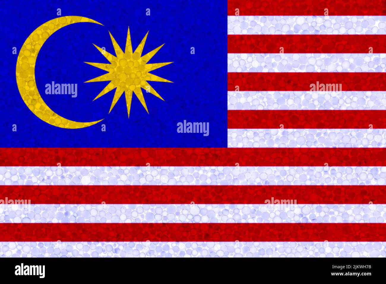 Malaysia flag on styrofoam texture. national flag painted on the ...