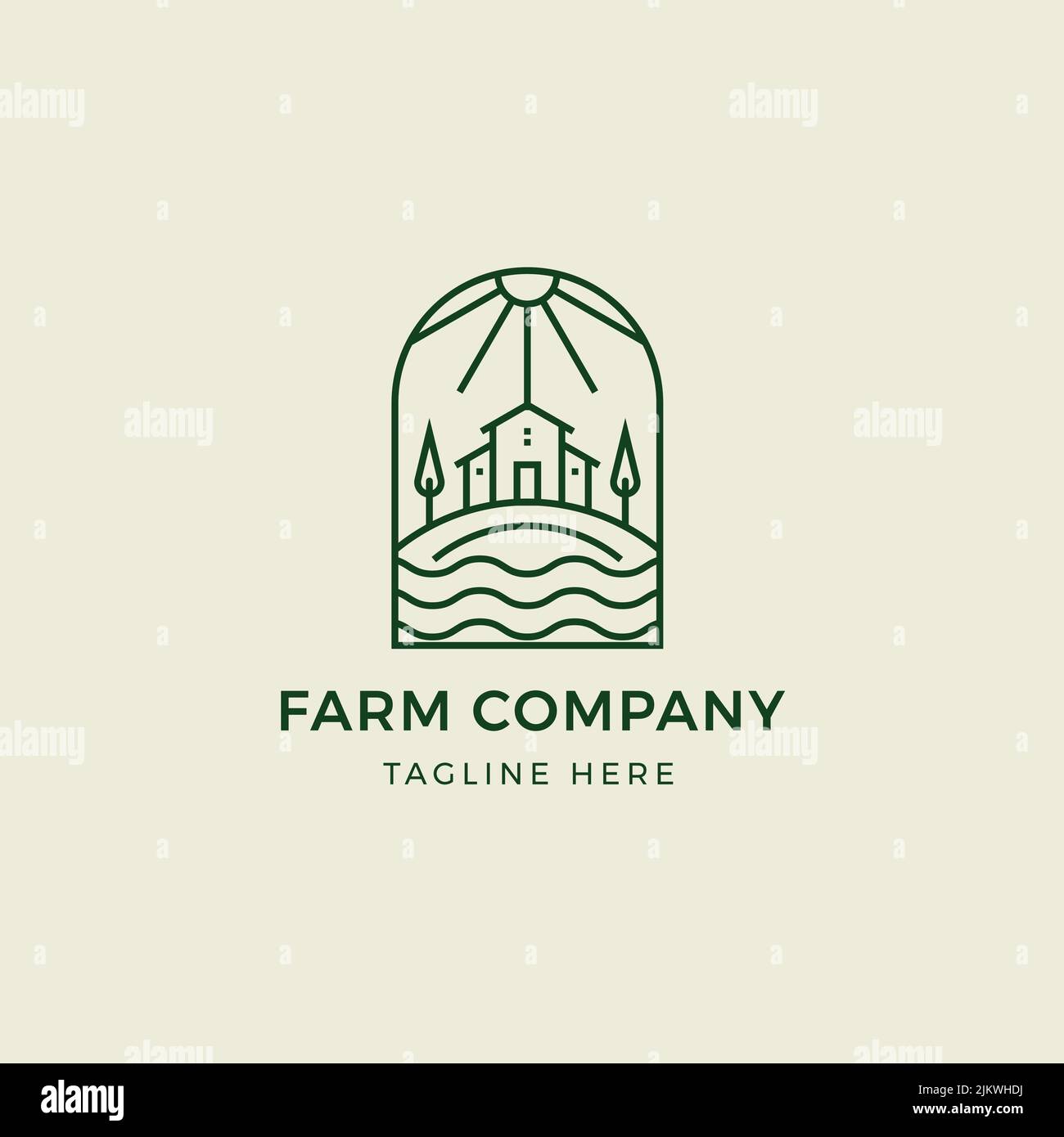 A simple and minimalistic farm logo design with a monoline style and an ...