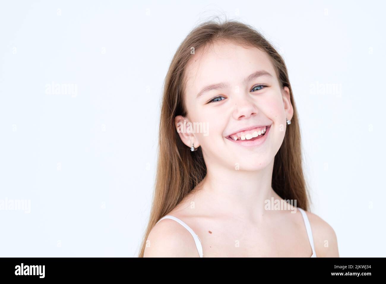 emotion joyful child wide smile girl expression Stock Photo - Alamy