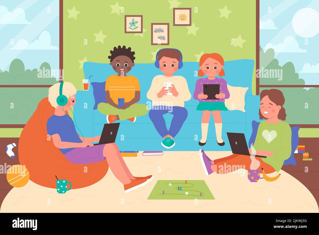 Children on mobile phones Stock Vector Images - Alamy
