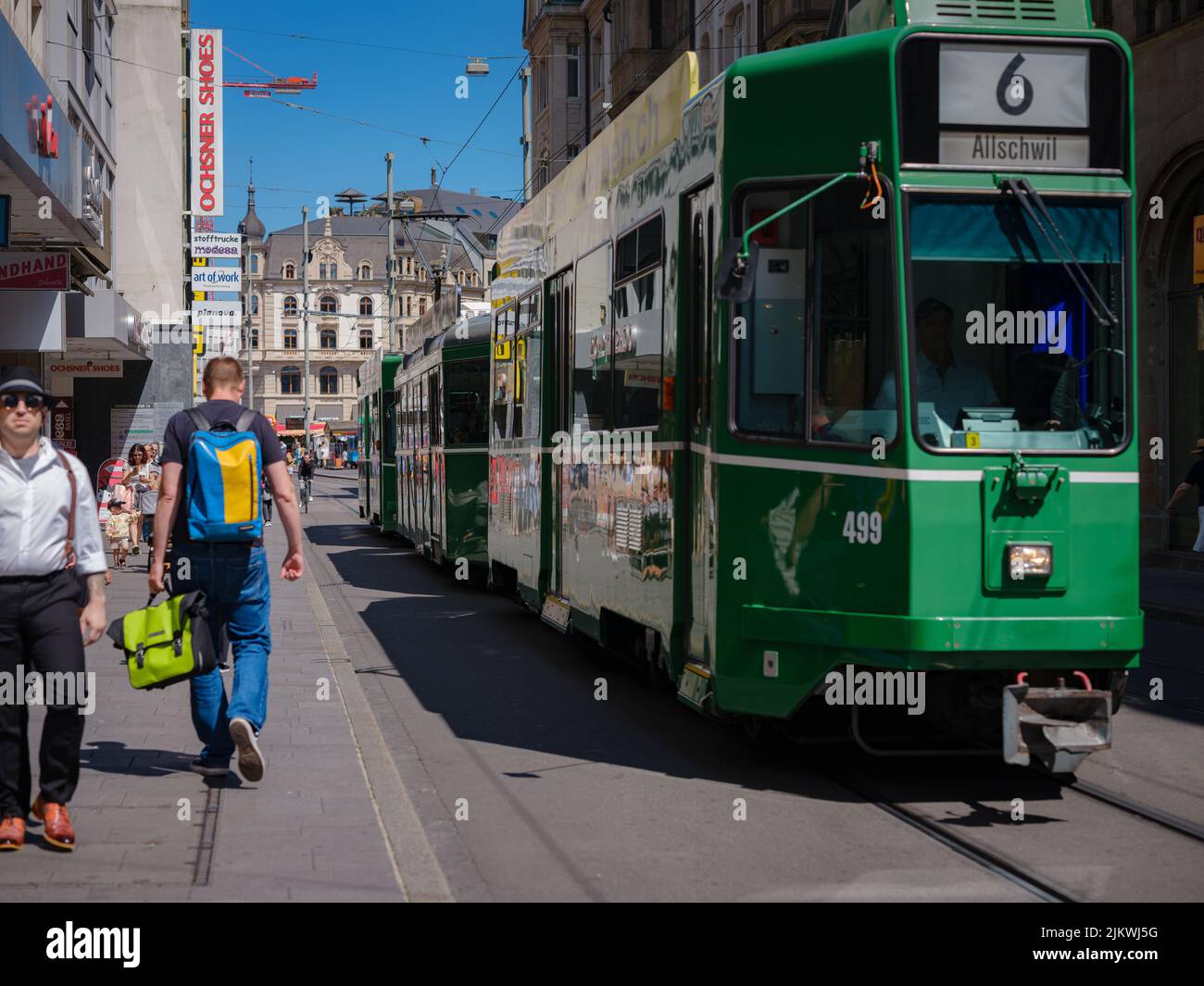 Basel, Switzerland - July 8 2022: public transport in the city. Green ...