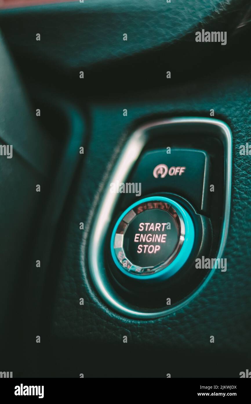 A closeup of a detail of the start engine button of a vehicle Stock ...