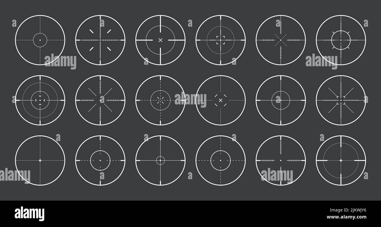 Various sniper rifle sights, weapon optical scope crosshair. Hunting ...