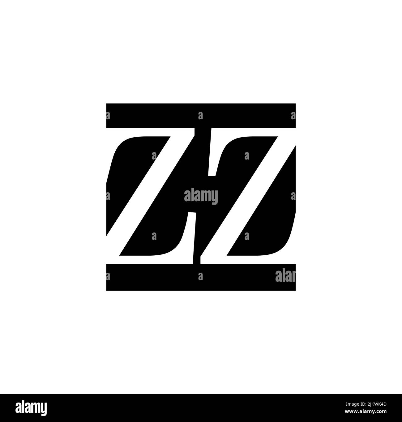 The "ZZ" letters in a black square isolated on white background Stock ...