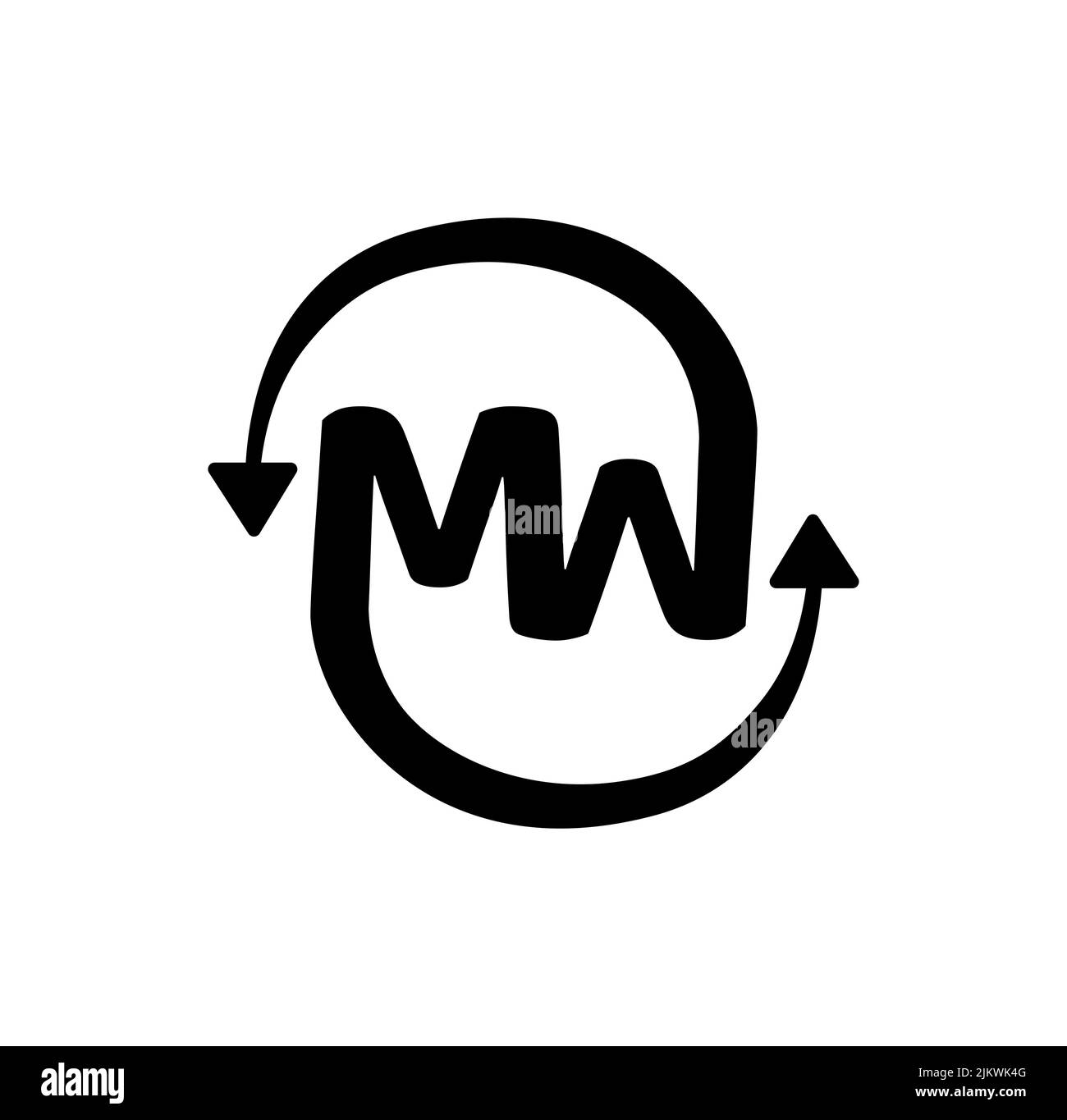 The "MW" letters with arrows isolated on white background Stock Vector ...