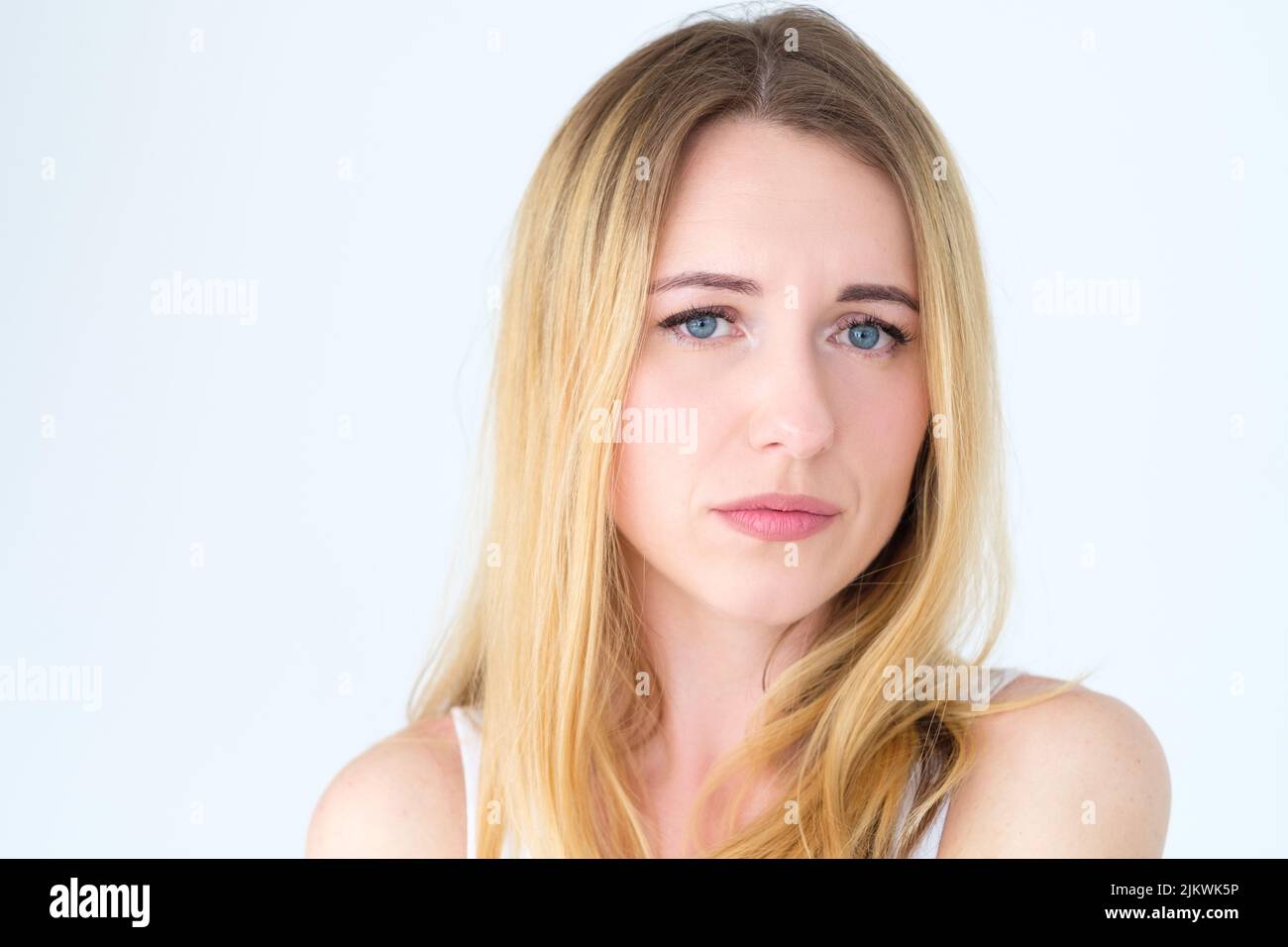 emotion face sad depressed gloomy low spirit woman Stock Photo - Alamy