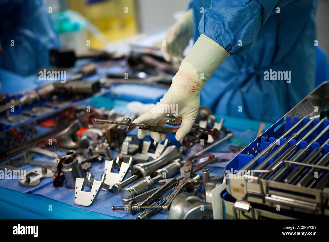 Surgical instruments in an orthopedic surgery operating theater for ...