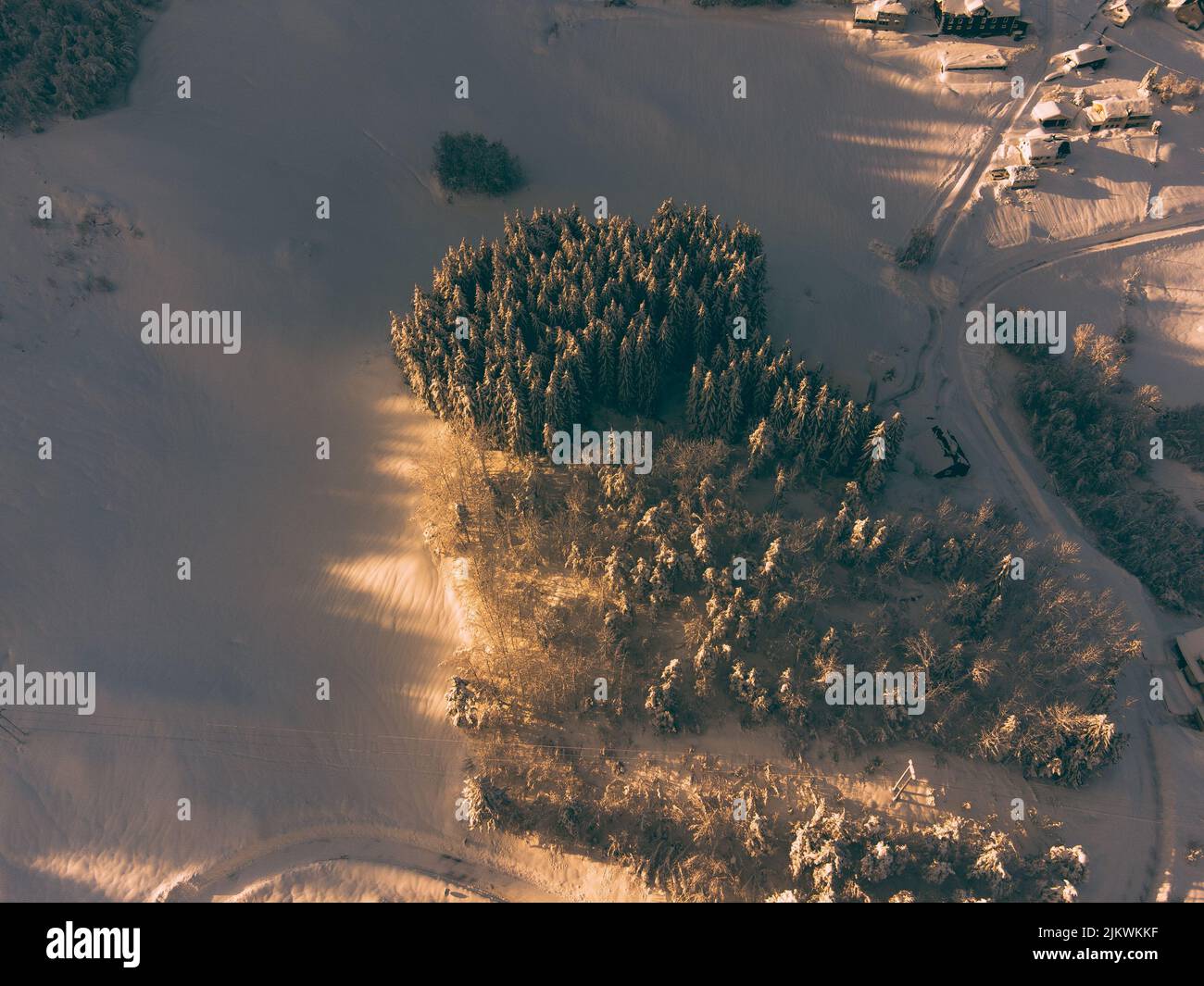 An aerial view of a natural landscape at sunlight Stock Photo - Alamy