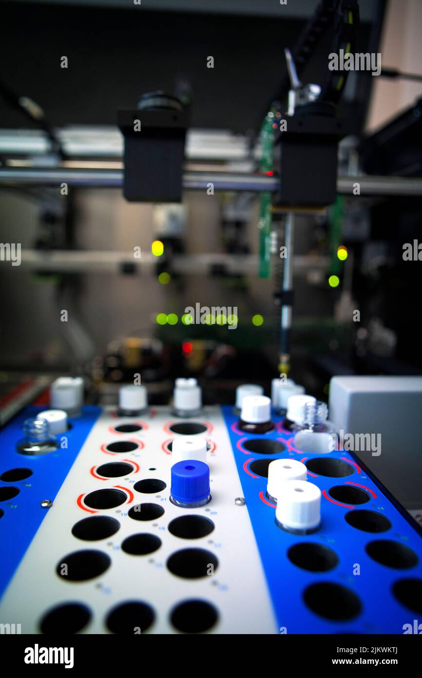 Hematology laboratory, measurement of the clotting time of blood ...