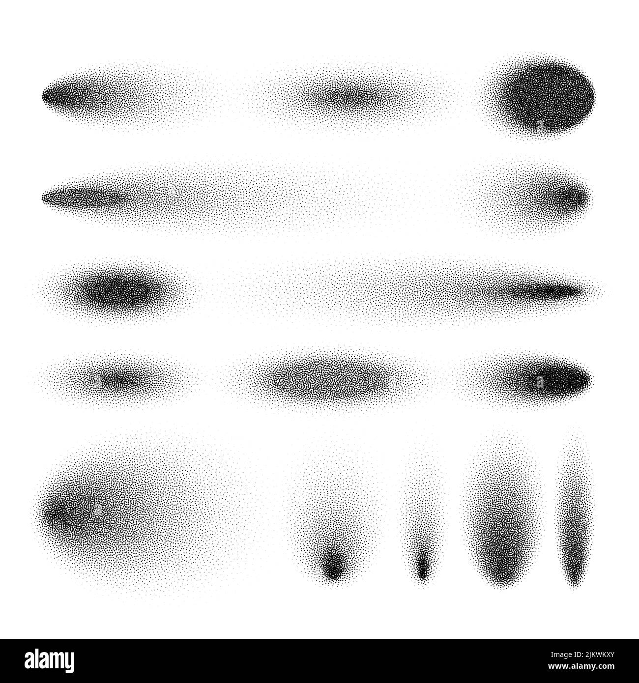 Stipple shadows set, dotted design elements. Fading gradient. Stippling ...