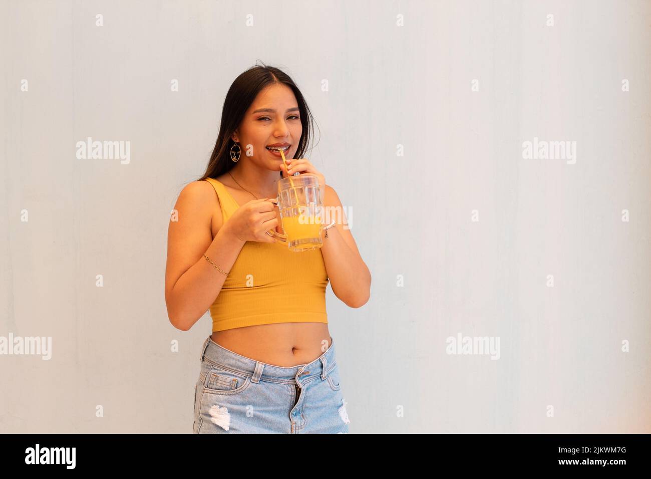 Girl drinking juice isolated hi-res stock photography and images - Alamy