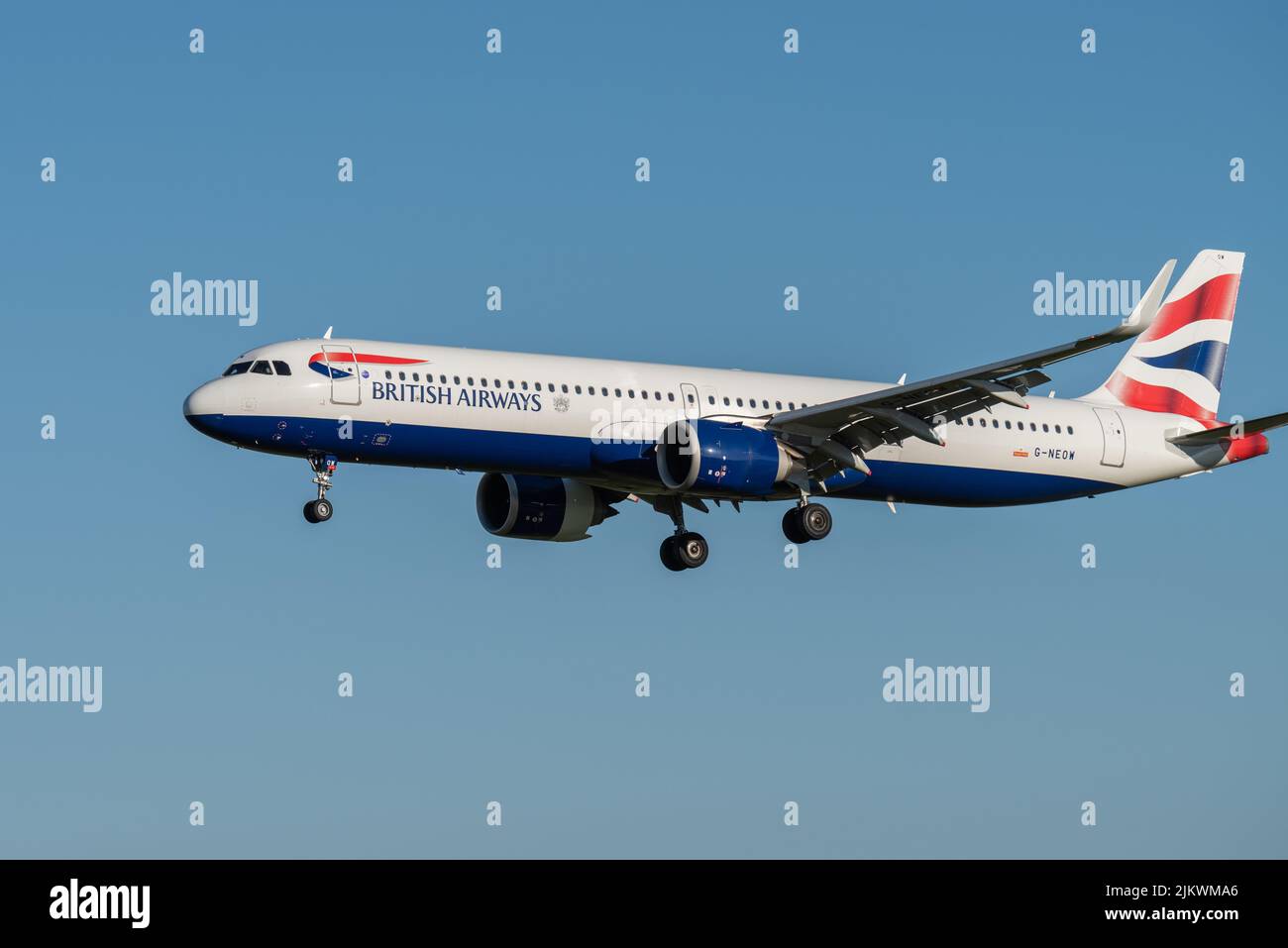The British Airways Airbus A321-251NX plane approaching the runway at ...