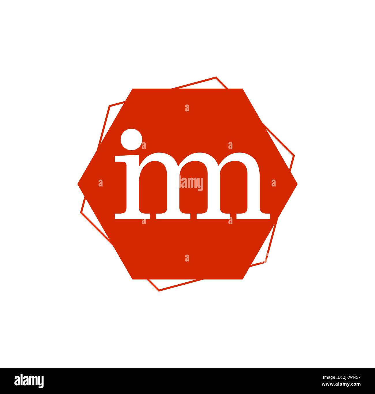 The "imn" letters in the red hexagon isolated on white background Stock ...
