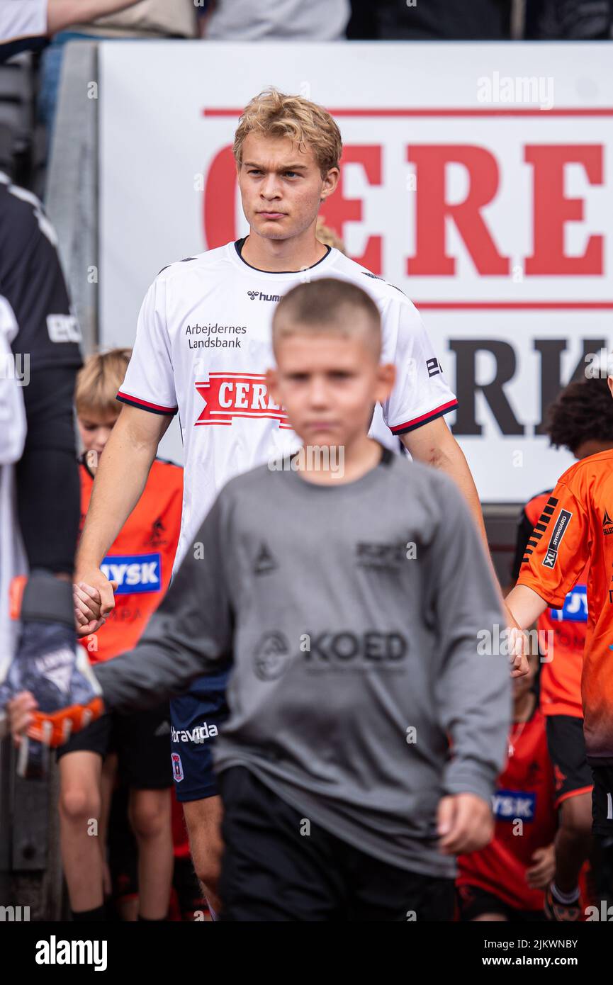 Aarhus, Denmark. 31st, July 2022. Mads Emil Madsen (7) of AGF seen ...
