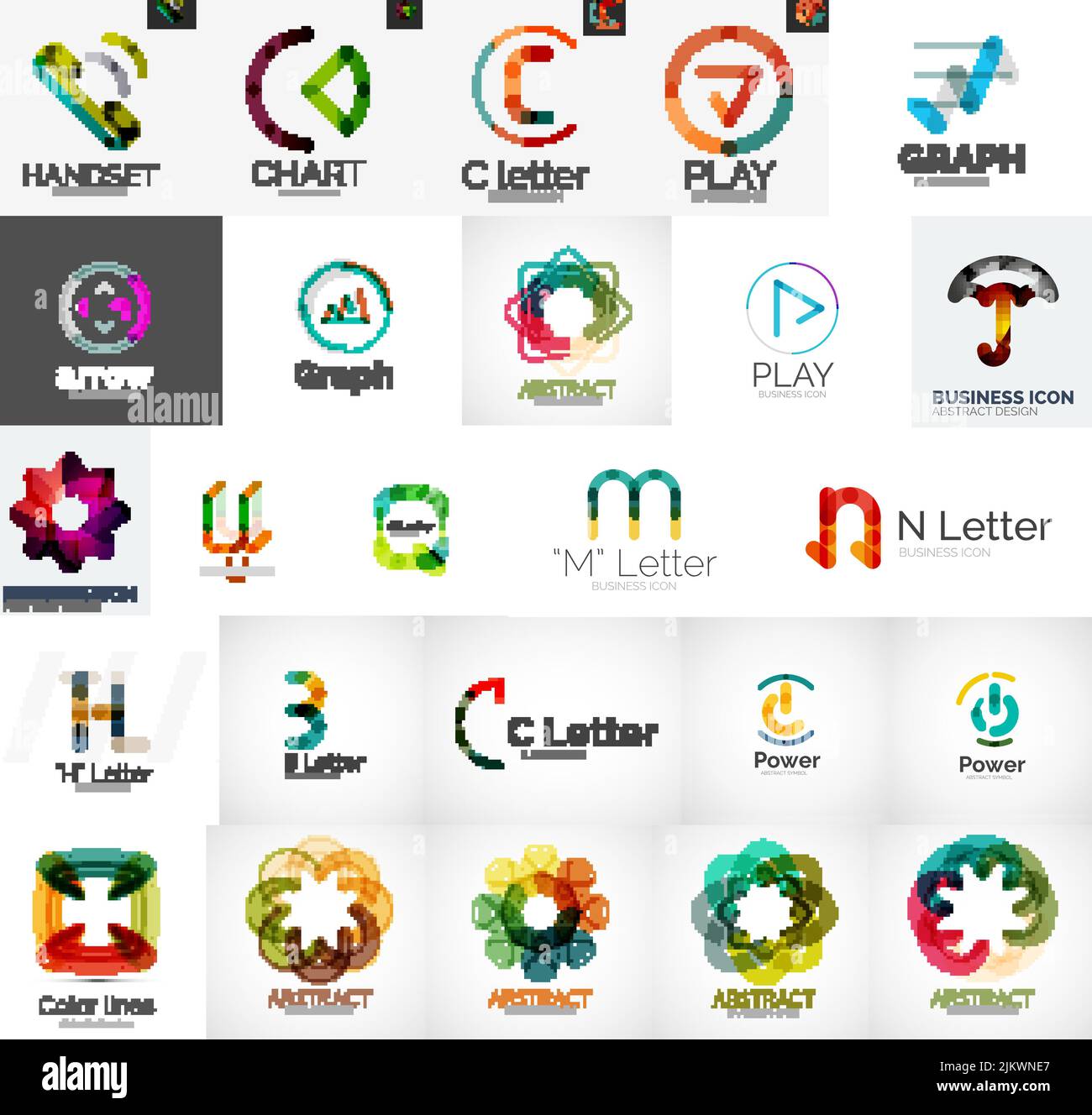Set of branding company logo elements, abstract business icons Stock ...