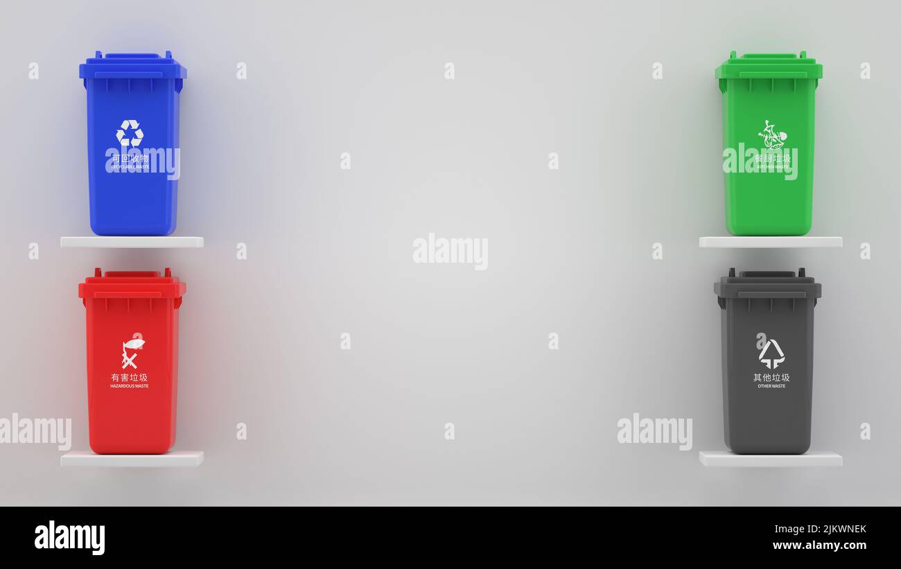 Environmental protection waste classification trash can background ...