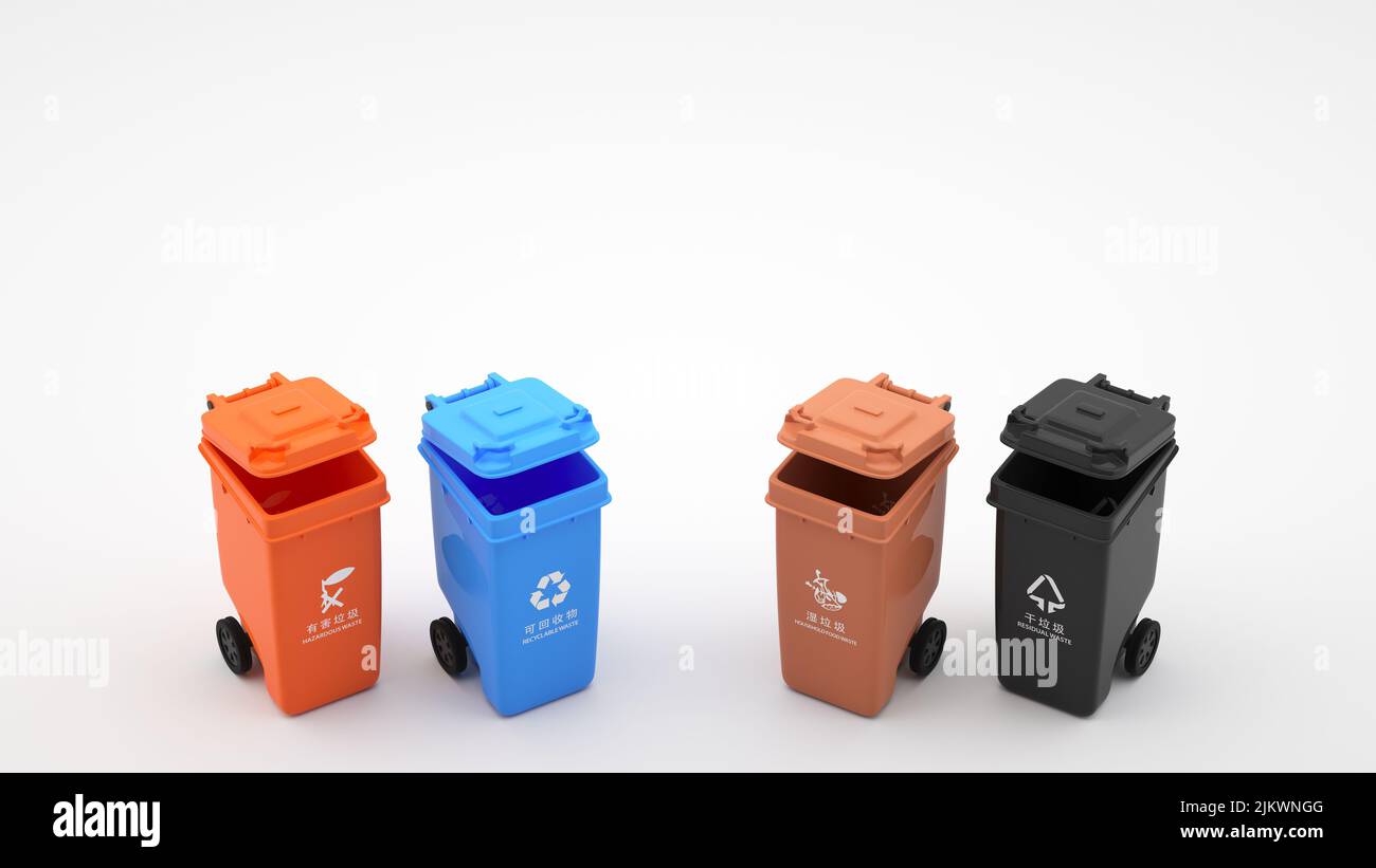 Environmental protection waste classification trash can backgr Stock ...