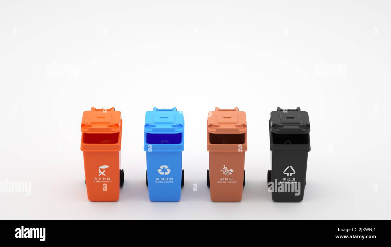Environmental protection waste classification trash can backgr Stock ...