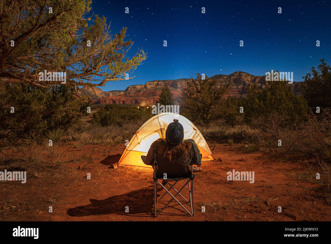 Sedona summer Night at the Campsite looking at the Stars before going ...