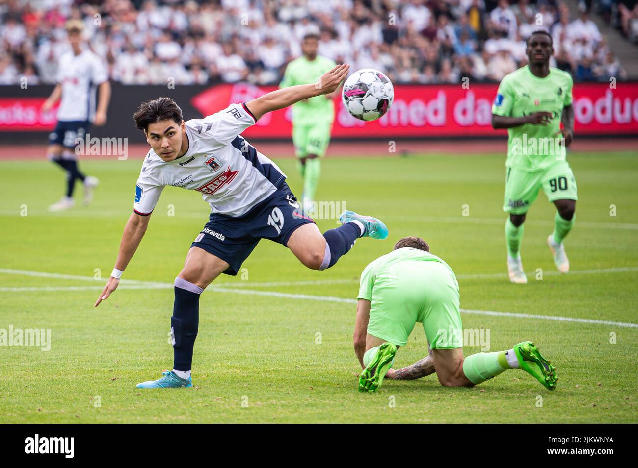 Aarhus, Denmark. 31st, July 2022. Eric Kahl (19) of AGF seen during the ...