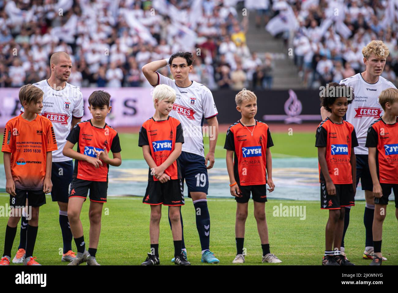 Aarhus, Denmark. 31st, July 2022. Eric Kahl (19) of AGF seen during the ...