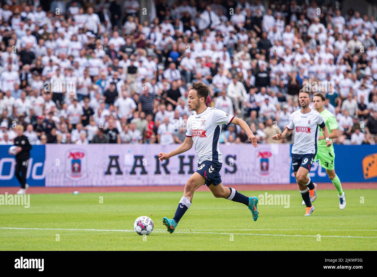 Aarhus, Denmark. 31st, July 2022. Mikael Anderson (8) of AGF seen ...