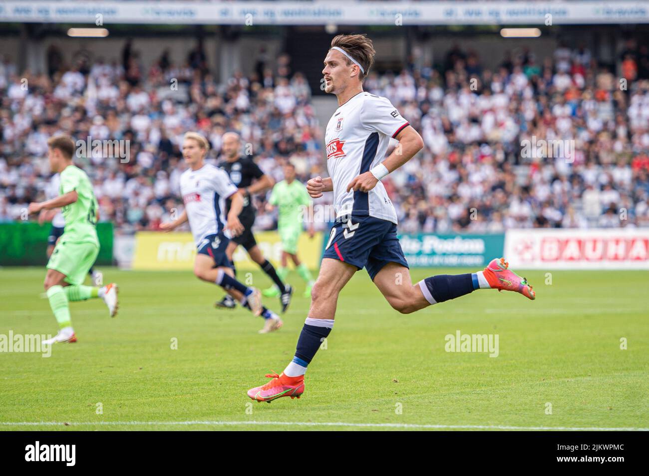 Aarhus, Denmark. 31st, July 2022. Sigurd Haugen (10) of AGF seen during ...