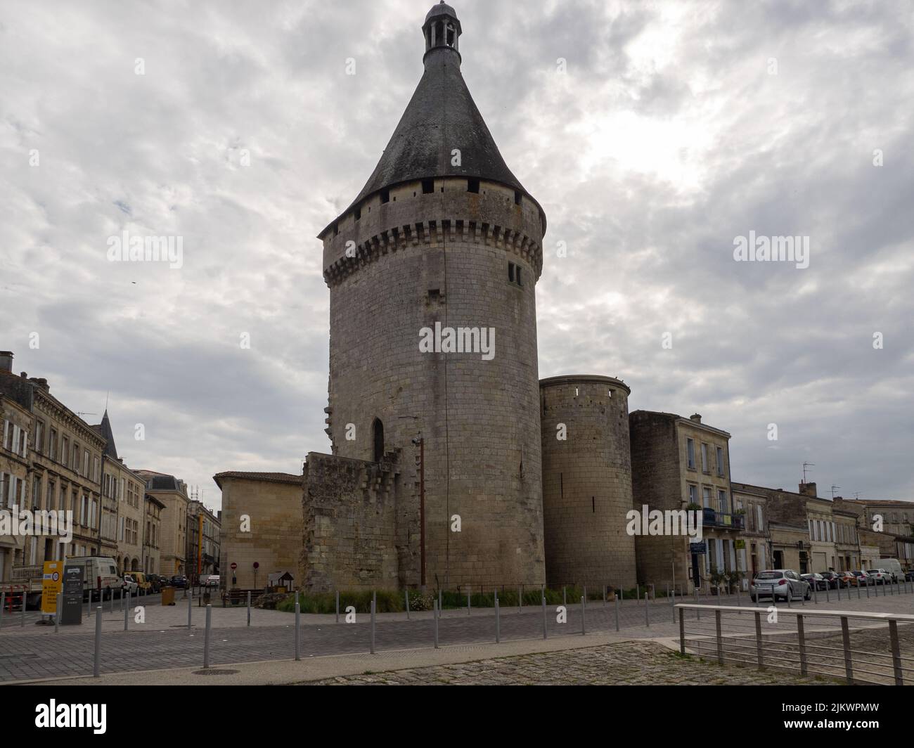 View of medieval fortified tower of port entrance (Tour du Grand Port ...