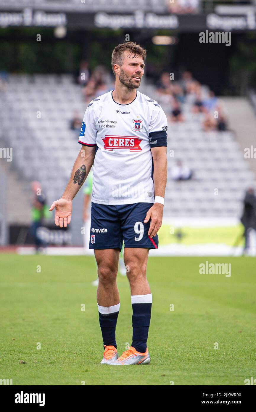 Aarhus, Denmark. 31st, July 2022. Patrick Mortensen (9) of AGF seen ...