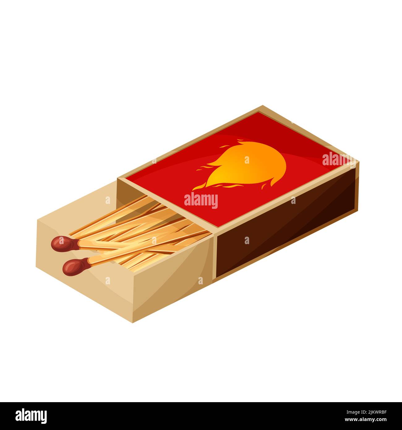 Match box with burnt sticks. Set of matchsticks. Cartoon spark bonfire ...