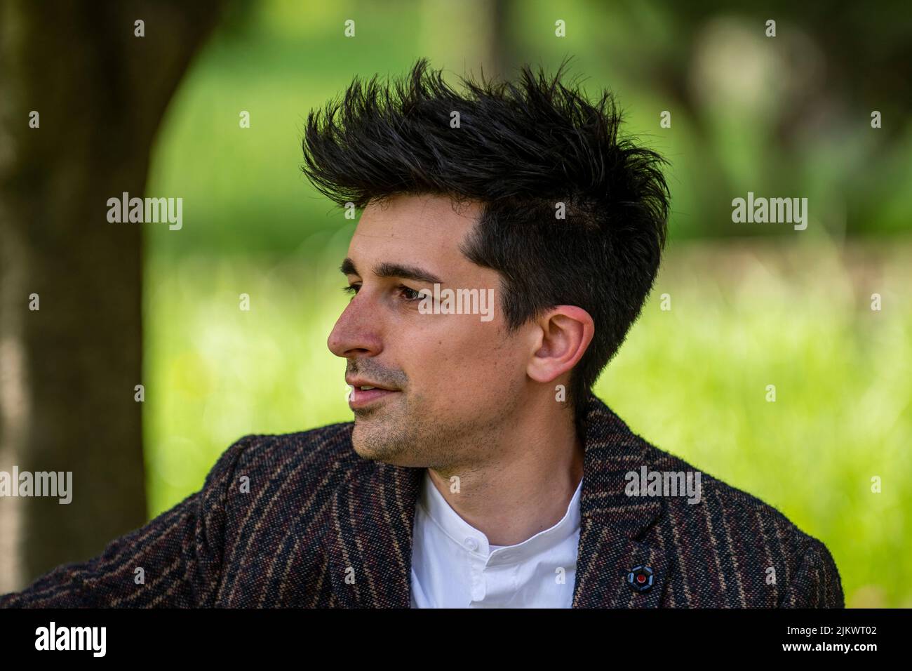 boy's face in nature by day in the colors of nature Stock Photo - Alamy