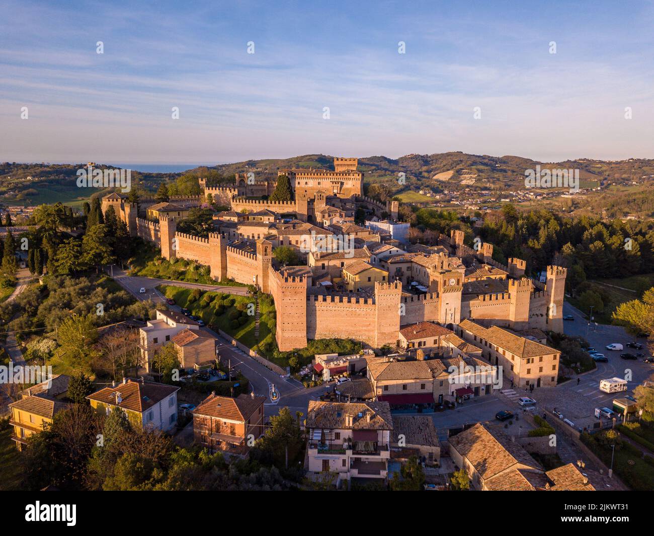 aerial view of the medieval village of Gradara in the province of ...