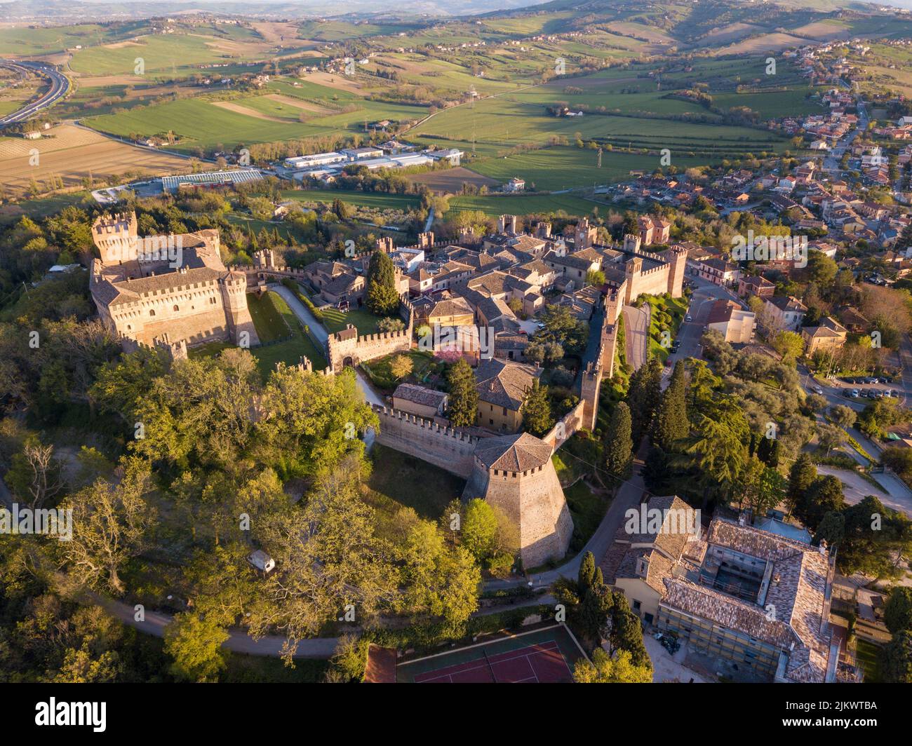 aerial view of the medieval village of Gradara in the province of ...