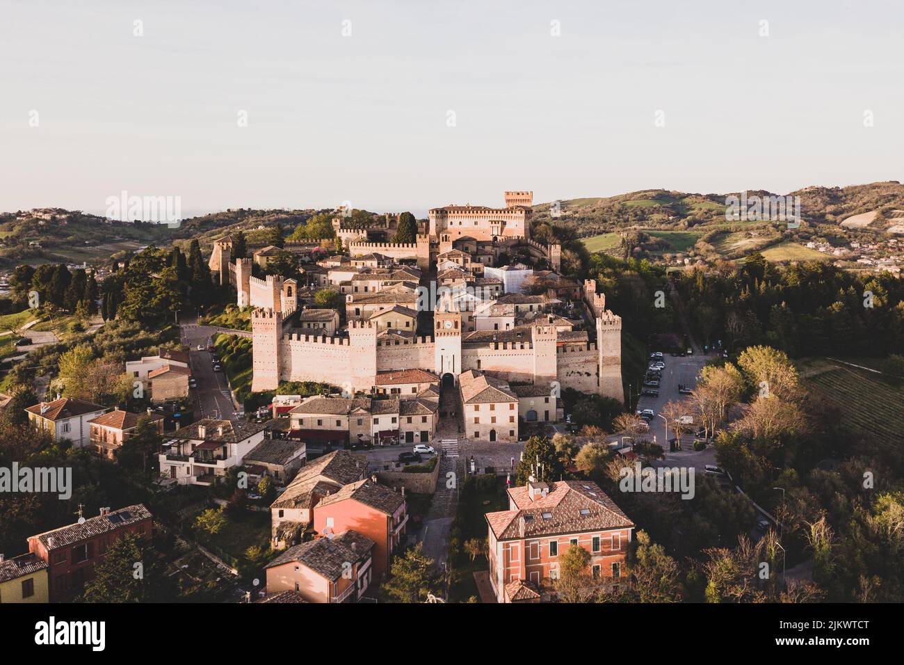 aerial view of the medieval village of Gradara in the province of ...