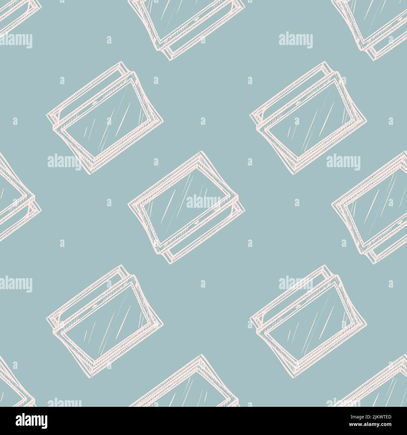 Opened window lean forward seamless pattern. Retro element inside wall ...
