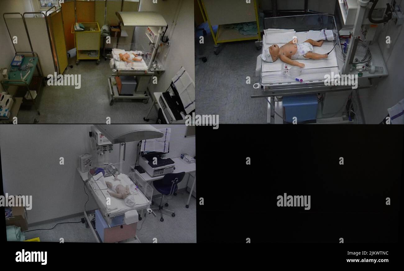 Control room of the pediatric resuscitation simulation course Stock ...