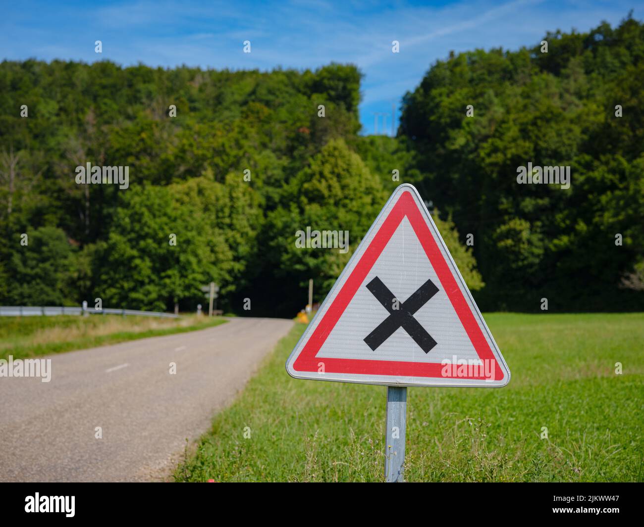 information road sign. intersections of equivalent roads. sign against ...