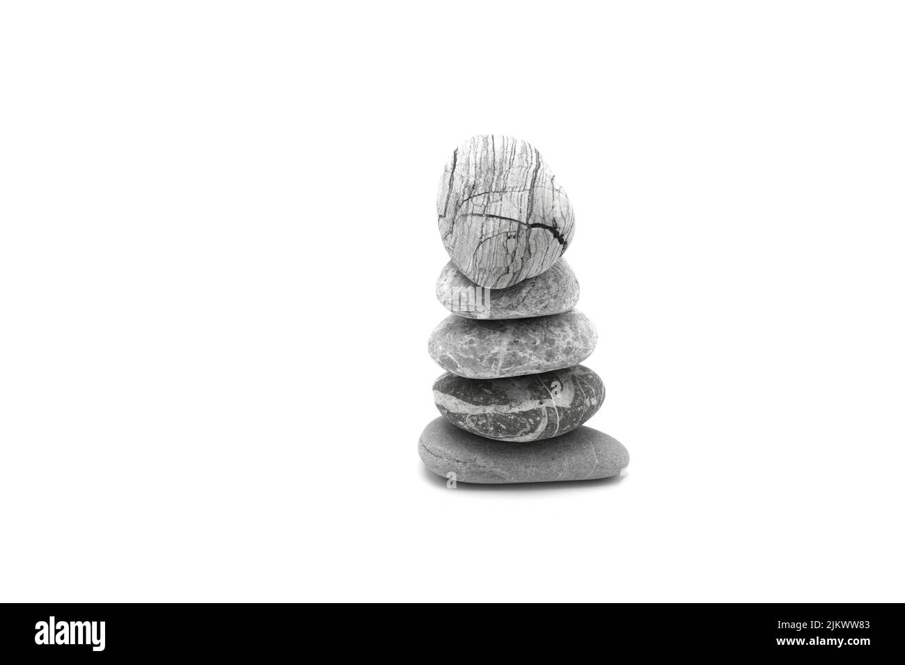 A beautiful shot of five grey stones put on each other isolated on a ...