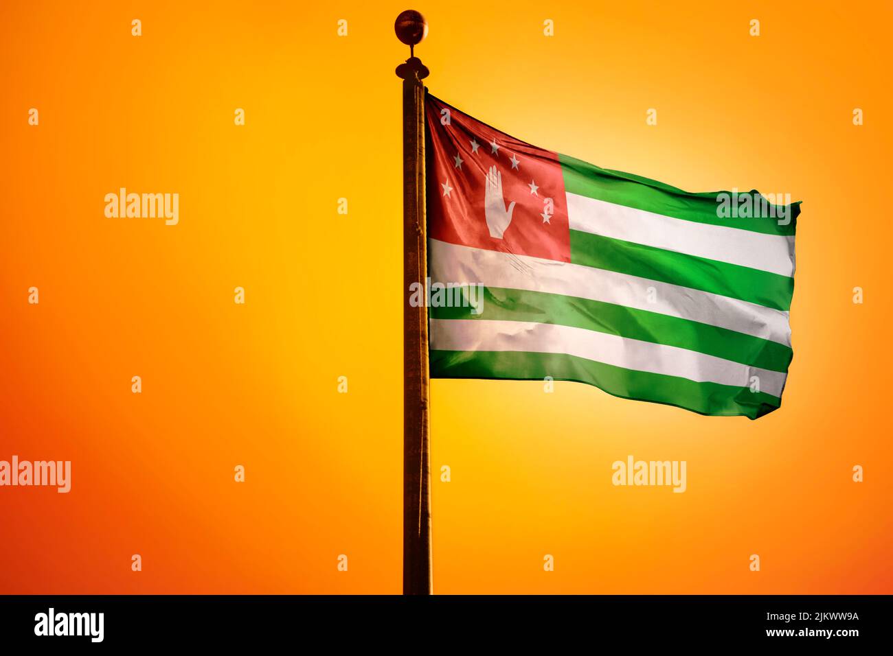 A digital illustration of the flag of the Republic of Abkhazia waving ...
