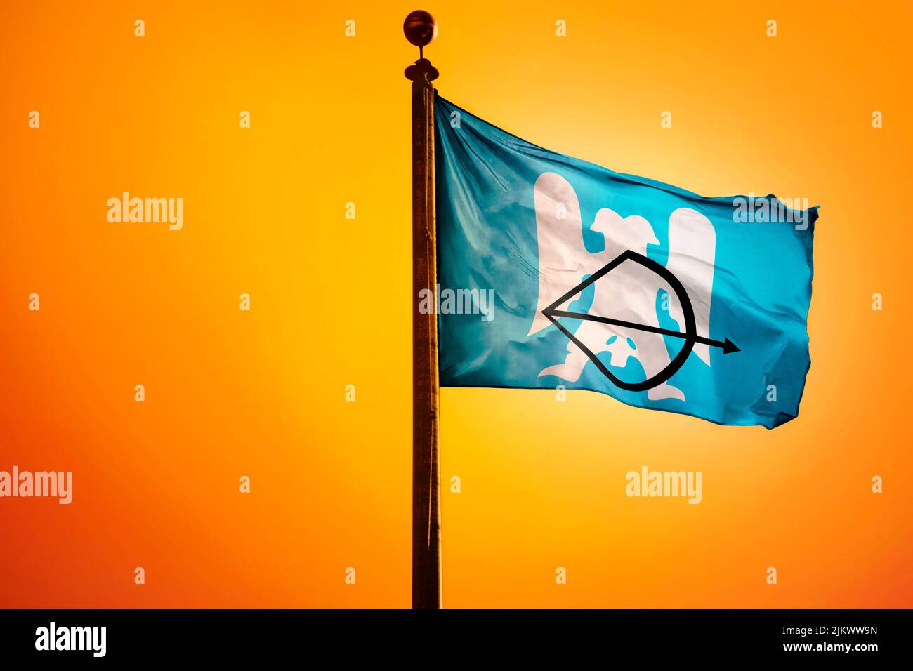 A digital illustration of the flag of the Great Seljuk Empire waving ...